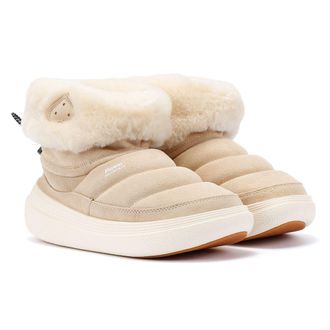 Flower Mountain Fami Mid Damen-Stiefel Aus Beigem Veloursleder