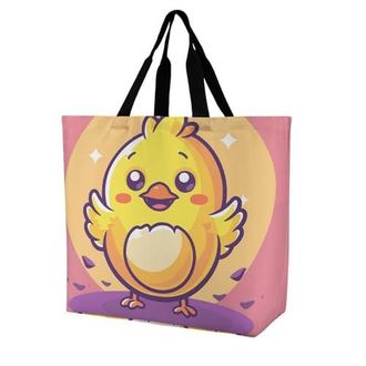 Generic Poulet Jaune De Dessin Anim&eacute; Sac Courses L&eacute;ger Sacs De Courses Grand Sac Fourre-Tout Pour Plage Gym Shopping
