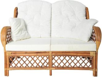vidaXL 2-Sitzer-Sofa Hellbraun Rattan Vidaxl