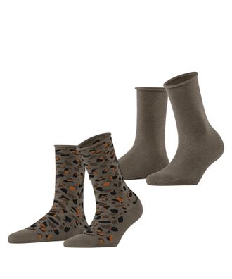 Esprit Damen Socken Art Pattern Multipack W So Baumwolle gemustert 2 Paar, Braun Nutmeg Melange 5410, 35-38