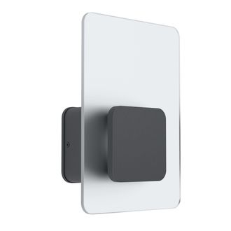 Eglo 99585 Wandleuchte EREDITA Edelstahl Kunststoff anthrazit/Glas satiniert wei&szlig; L:18 10,5 H:26cm IP44 3000K