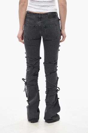Alexander McQueen Stone-Wash Bootcut Jeans With Lace-Up Design 22cm Alexander McQueen