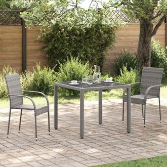 vidaXL Vidaxl - Chaises empilables dext&eacute;rieur lot de 2 Gris R&eacute;sine tress&eacute;e