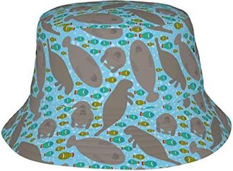 Generic Mode Seau Chapeau Morse, Animal, Motif océanique Noir Chapeaux de Visière Anti-UV Bobs Femme pour Outdoor Filles Golf