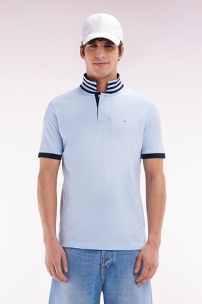 Eden Park Polo &Agrave; Manches Courtes En Piqu&eacute; De Coton Pima Ciel Dessous De Col Cercl&eacute; Coupe Droite