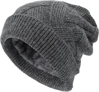 Generic Chapeau dhiver rembourr&eacute; et &eacute;pais pour hommes et femmes, chapeau chaud en tricot avec lettres dext&eacute;rieur pour lautomne et lhiver, chapeau en laine cha