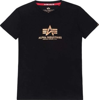 Alpha Industries Alpha Industries New Basic T Wmn Foil Print T-Shirt f&uuml;r Damen Black/Gold