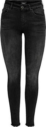 Only Only Femme Onlblush Mid Ank Raw Rea1099 Noos Jean skinny, Noir (Black Denim), 32W / 32L EU