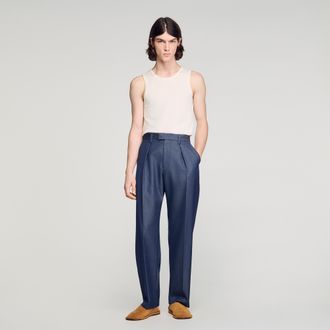 Sandro Bundfaltenhose in Denim-Optik