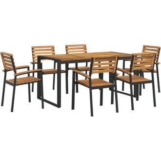 vidaXL 7-tlg. Garten-Essgruppe Massivholz Akazie und Metall vidaXL