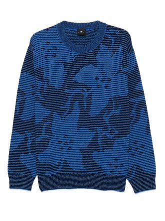 Paul Smith pull rayé à fleurs - Bleu