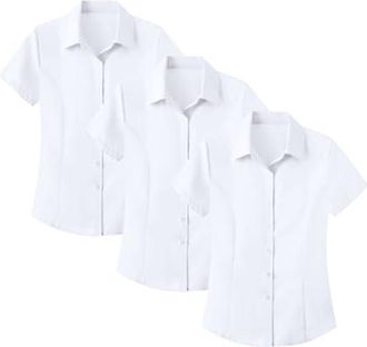 Generic JOASDAO Lot de 3 chemises de travail &agrave; manches courtes pour femme - V&ecirc;tements dentretien professionnels - Manches courtes - Boutonn&eacute;s - Infroissables 