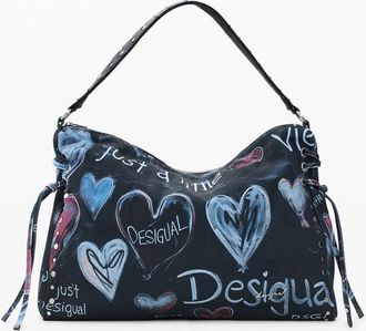 Desigual Grand sac &agrave; motif graffiti - Noir-multicolore