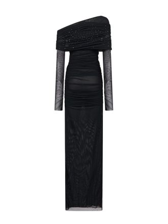Amen Womens Draped Evening Dress Black Polyamide