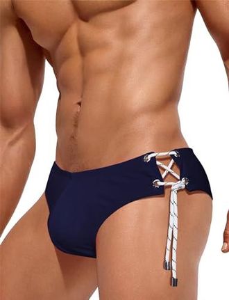 Feoya Homme Slip de Bain Maillot de Bain Taille Basse Sexy Short de Bain Adultes Bikini String de Bain Triangle Swimwears Natation Boxer Cale&ccedil;on Plage Sport