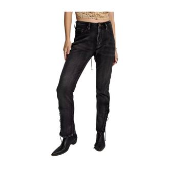 One Teaspoon Femme, Jeans, Noir, Taille: W25 Pantalon en Cuir avec Passepoil