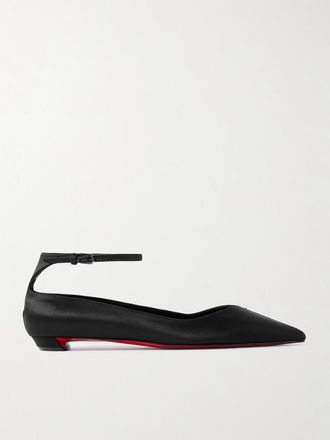 Christian Louboutin Erozeena Flache Schuhe Mit Spitzer Kappe Aus Satin - Schwarz