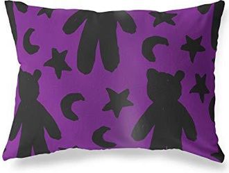 Bonamaison Le Jardin du Lin Kissenbezug Zierkissenbezug Lila-Schwarz Kissenbezug, Für Bett, Auto, Sofa, Haus, Wohnzimmer, Schlafzimmer, Dekoration, 45x60 Cm - En