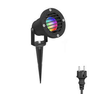 LEDs Com Gartenstrahler DUK, Gitter, mit Erdspie&szlig; f&uuml;r au&szlig;en, schwarz, IP65, inkl. Smart Home RGBW GU10 LED Lampe 473lm