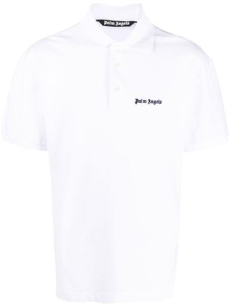 Palm Angels polo à logo brodé - Blanc