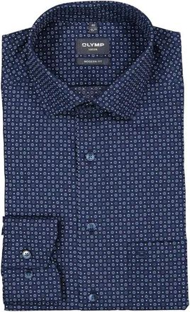 Olymp Herren Hemd blau gemustert