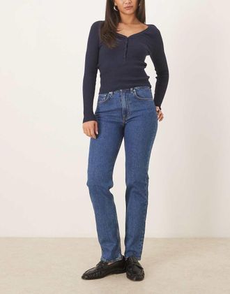 Arket Jade - Jean slim stretch pleine longueur - Bleu moyen d&eacute;lav&eacute;