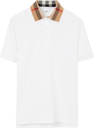 Burberry Homme, Tops, Blanc, Taille: L Polo avec d&eacute;tail Vintage Check