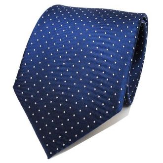 TigerTie Designer cravate en soie bleu saphir argent à pois - cravate Tie