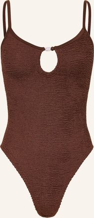 Hunza G Badeanzug Mia Mit Schmuckperlen braun