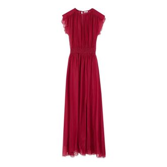 Oltre Femme, Robes, Rouge, Taille: 40 FR Robe longue en voile de m&eacute;lange de soie
