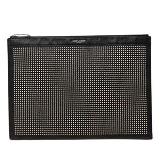 Saint Laurent Pre-owned Leder Nieten Clutch - - Pre-owned - Damen - Schwarzk - ONE SIZE