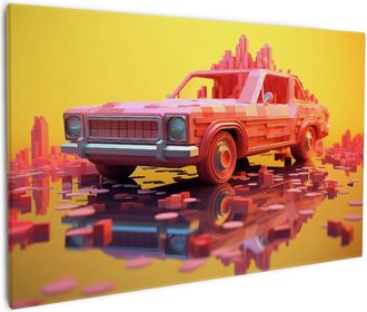 Wallario Leinwandbild Pixelauto - Wandbild 60 x 90 cm: Kunstdruck | Brillante lichtechte Farben | hochauflösend | verzugsfrei