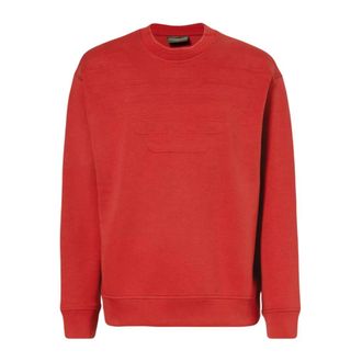 Emporio Armani Homme, Sweatshirts et sweats &agrave; capuche, Rouge, Taille: M SweaT-shirt rouge en coton avec logo aigle