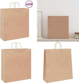 vidaXL Vidaxl - Papiertragetaschen 250 Stk. mit Henkeln Braun 45x17x48 cm