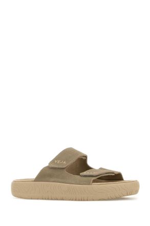 Veja Womens Dove Grey Suede Slippers Taupealmond Flat Shoes