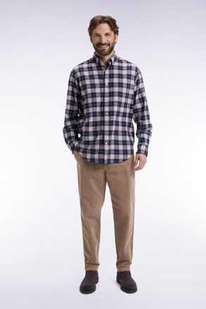 Eden Park Pantalon Taille Élastique En Velours Côtelé Beige Coupe Modern