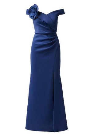 Adrianna Papell Abendkleid Off Shoulder Scuba Gown Elastisches, elegantes und figurbetontes Meerjungfrauen-Kleid