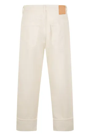 R13 Womens Cropped Cotton Jeans Cream
