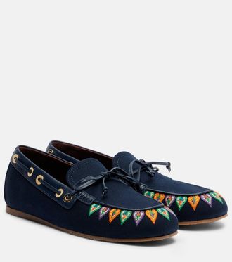 Etro Chaussures bateau brod&eacute;es en toile