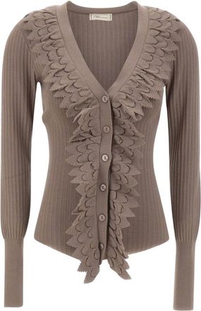 Blumarine Gilet en maille &agrave; ruch&eacute;s - Femme - Pulls - Brun - Taille: 38 FR