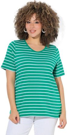 Ulla Popken T-Shirt T-Shirts 2er-Pack uni/Streifen V-Ausschnitt