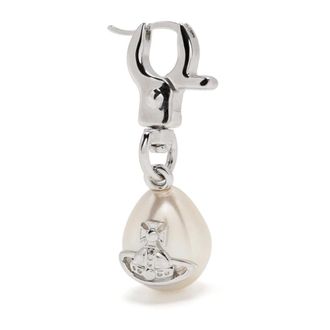 Vivienne Westwood Femme, Accessoires, Blanc, Taille: ONE Size Boucle doreille unique Claude Platine Perle cr&egrave;me