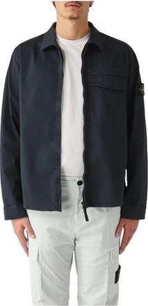 Stone Island Homme, Vestes, Bleu, Taille: S Overshirt Zipp&eacute;e