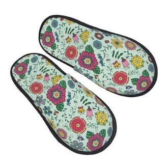 Generic Accueil Pantoufles Fleurs Gribouill&eacute;es Et De Dessin Anim&eacute; Unisexe Pantoufles Portative Chausson Hotel Pour Int&eacute;rieur Femmes Automne L