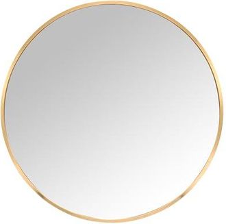 Relaxdays runder Spiegel, &Oslash; 40 cm, mit Rahmen, Wandspiegel f&uuml;r Flur, Bad, Wohnzimmer, Flurspiegel zum Aufh&auml;ngen, Gold