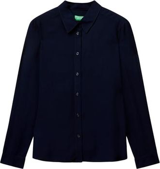 Benetton Camicia 5wpwdq0b0 Chemise, Bleu, Medium Femmes