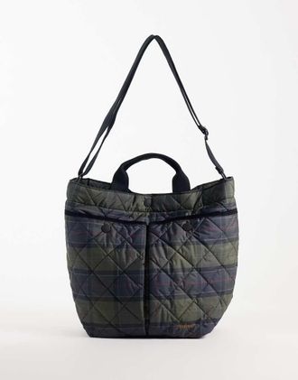 Barbour Liddesdale Tote-Bag mit Karomuster in Marineblau/Gr&uuml;n-Multi