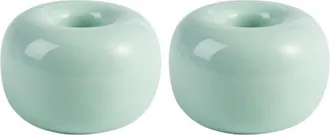 Amosfun Kleiner Keramik Zahnb&uuml;rstenhalter 2 St&uuml;ck Handgefertigter Zahnputzbecher Mit Anti Rutsch Funktion Platzsparender Bad Organizer F&uuml;r Waschtisch Hellgr&uuml;n