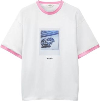Versace Seiden-Nylon-Mischung T-Shirt - - Tops - Damen - Wei&szlig; - XS