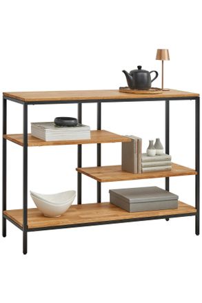 Landscape Regal, Schwarz, Eiche, Holz, Eiche, massiv, 4 F&auml;cher, 120x90x35 cm, Typenauswahl, Wohnzimmer, Regale, B&uuml;cherregale